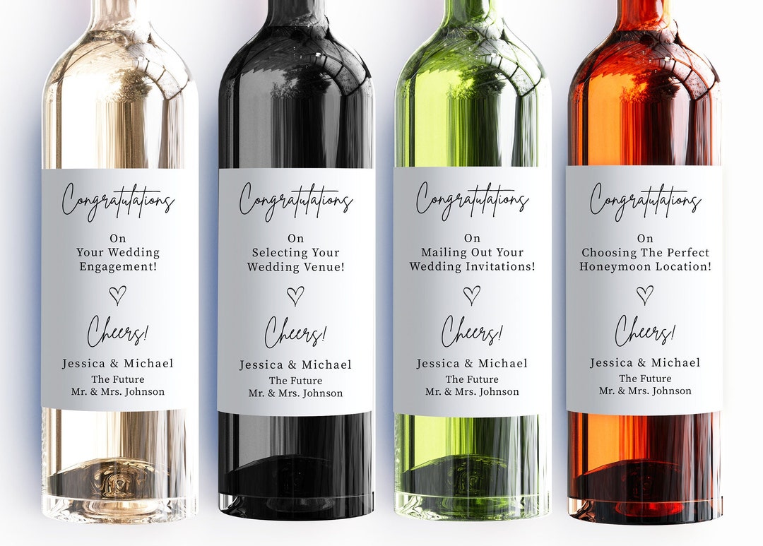 Engagement Gift Wine Bottle Labels, Wedding Planning Milestones, Gift ...