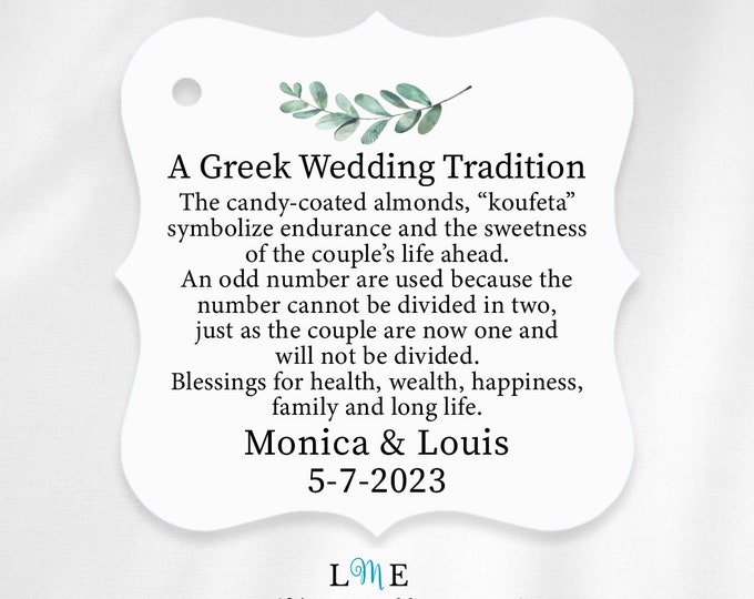 Koufeta A Greek Wedding Tradition Tags Five Sugared Almonds Eucalyptus ...