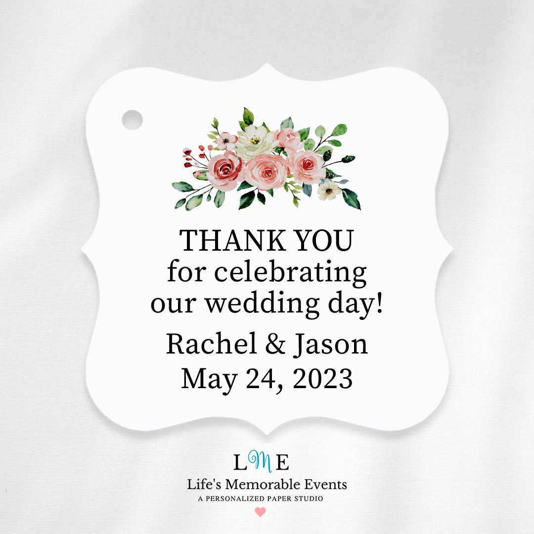 Floral Wedding Favor Tags, Wedding Guest Tags, Thank You for ...