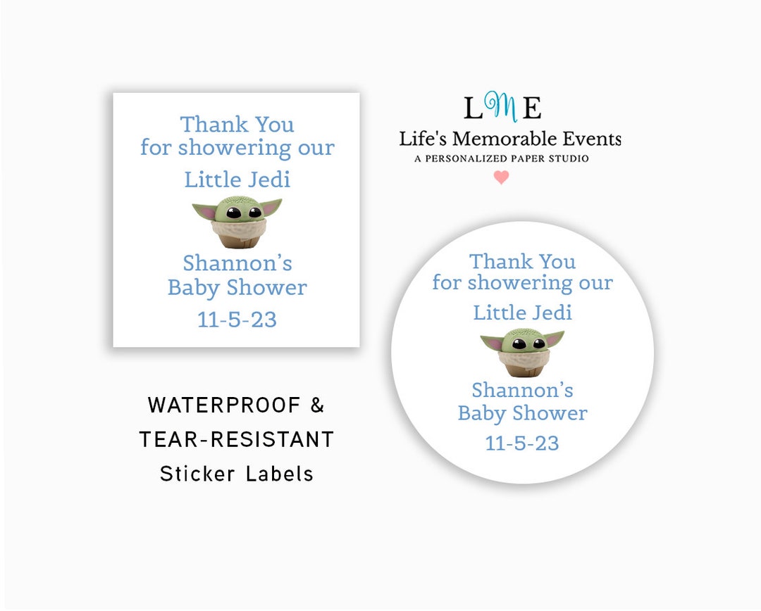 Baby Yoda Sticker Labels, Star Wars Baby Shower Stickers, Little Jedi ...