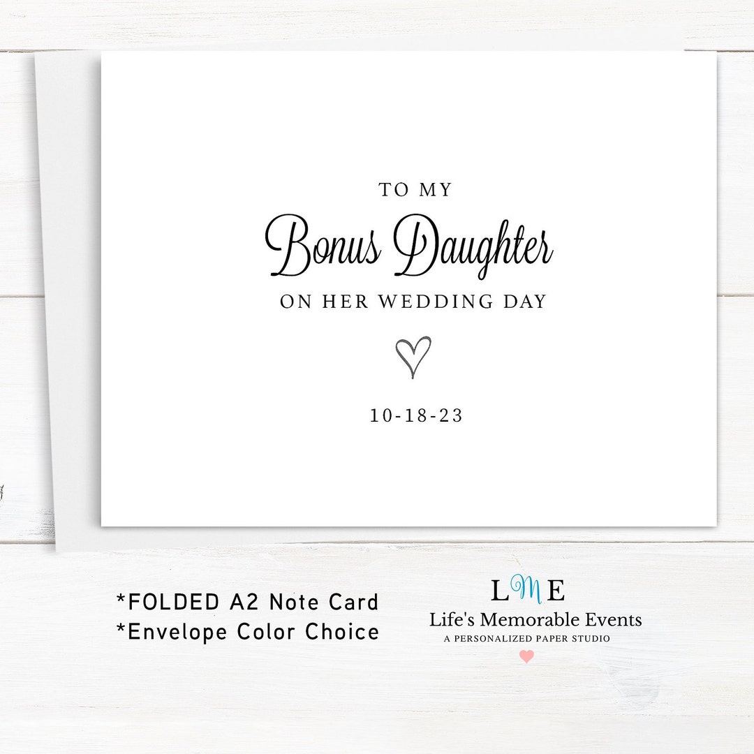 To My Bonus Daughter Wedding Day Card, Step Child Wedding Card, Bonus ...