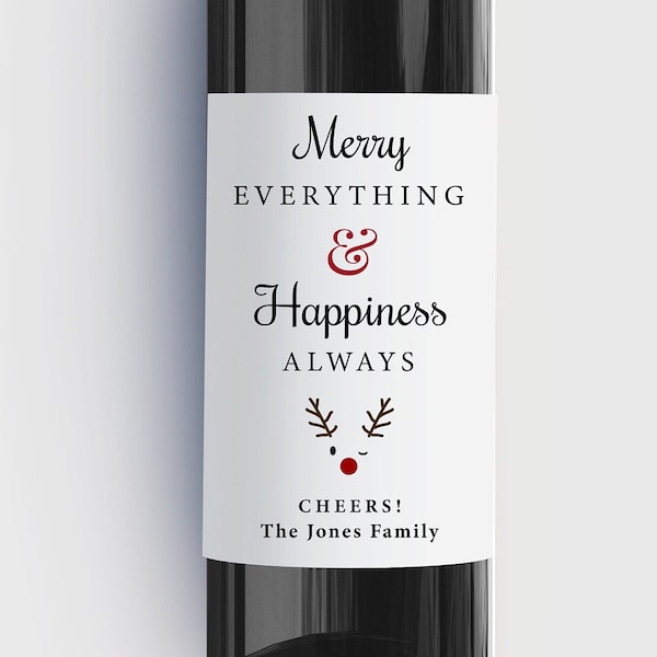 Merry Christmas Wine Labels - Etsy