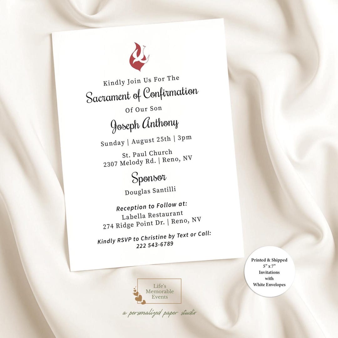 Sacrament of Confirmation Invitations, Minimalist Confirmation Invites ...