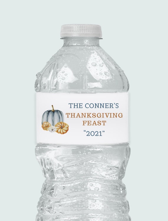 PRINTED Thanksgiving Party Water Bottle Labels, Friendsgiving Table ...