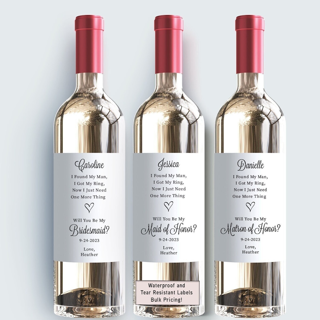 Will You Be My Bridesmaid Wine Bottle Label, Bridal Proposal Label ...