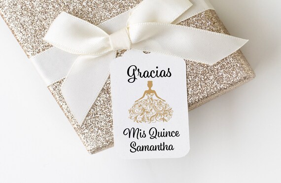 Personalized Mis Quince Birthday Favor Tags. Gracias Mis Quince Black ...