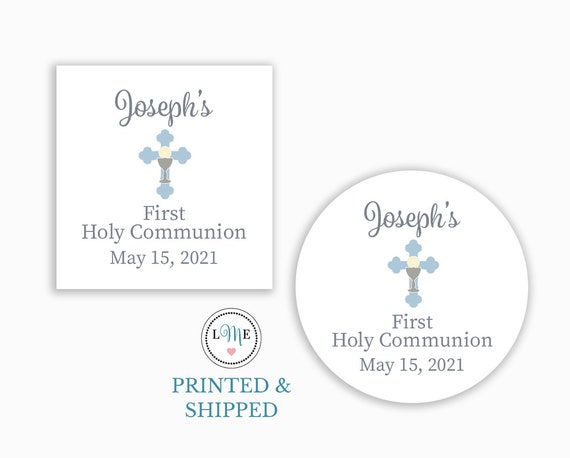 Boys First Holy Communion Labels, Holy Eucharist Communion Favor Box ...