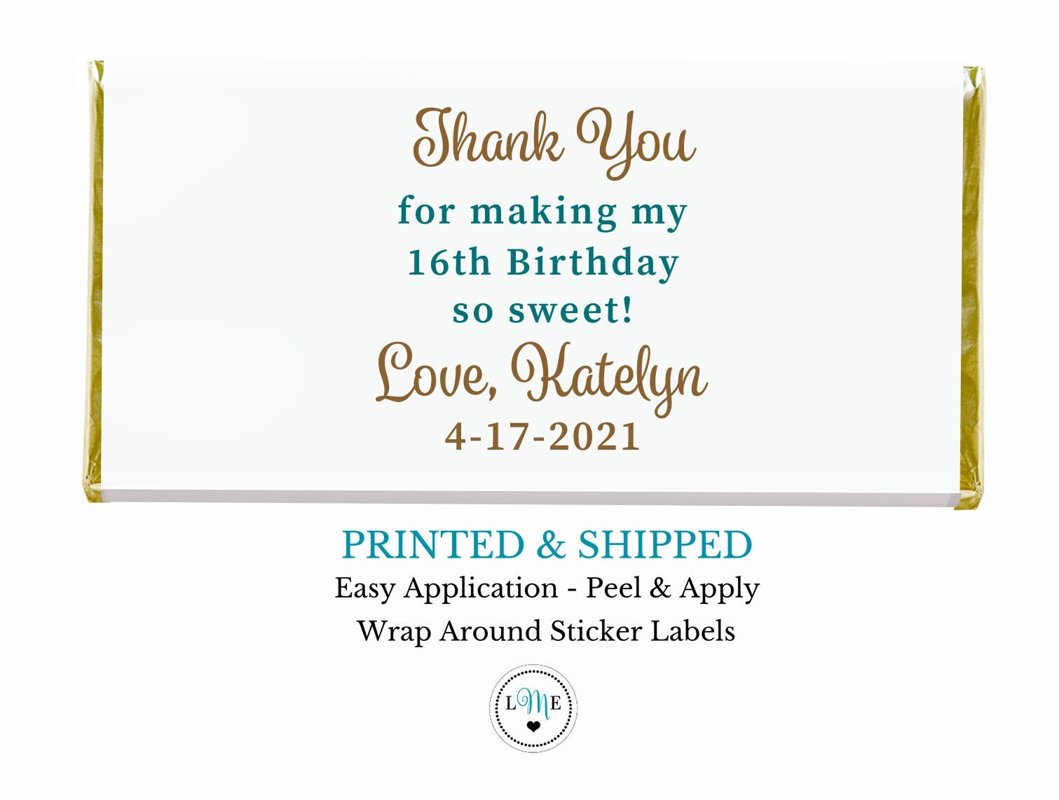 10 Full Size Chocolate Candy Bar Sticker Labels for 16th - Etsy