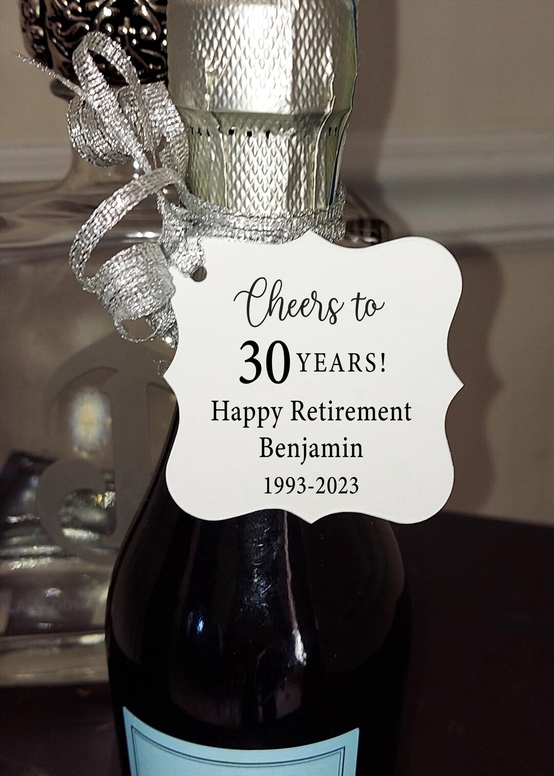 Happy Retirement Mini Champagne Bottle Tags, Cheers to Your Retirement ...
