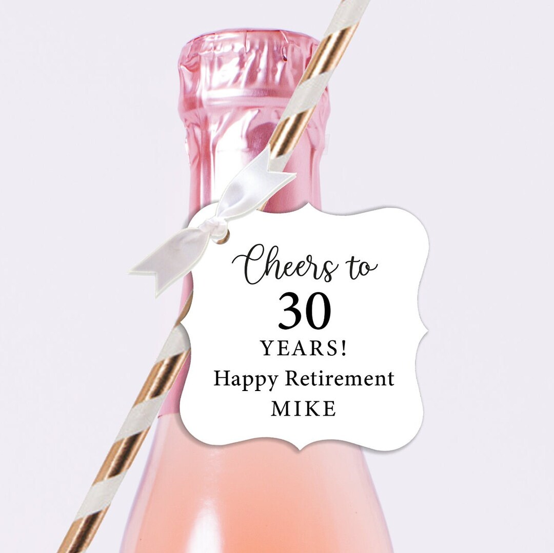 Happy Retirement Mini Champagne Bottle Tags, Cheers to Your Retirement ...