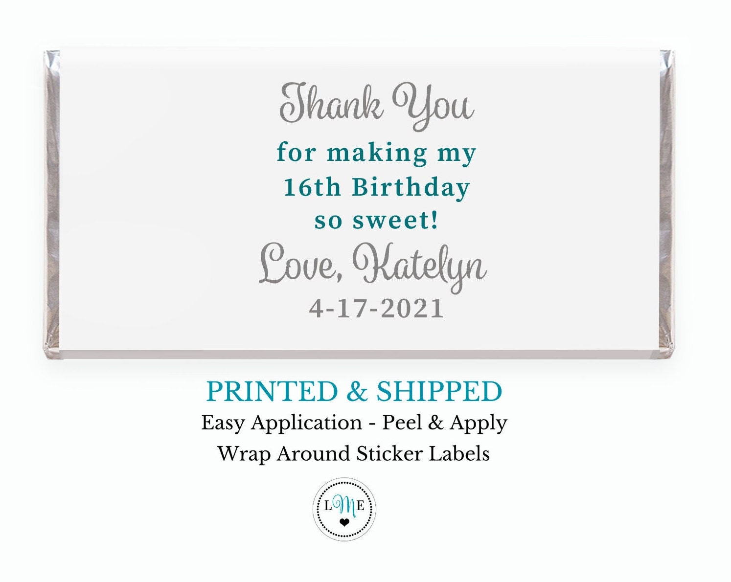 10 Full Size Chocolate Candy Bar Sticker Labels for 16th - Etsy