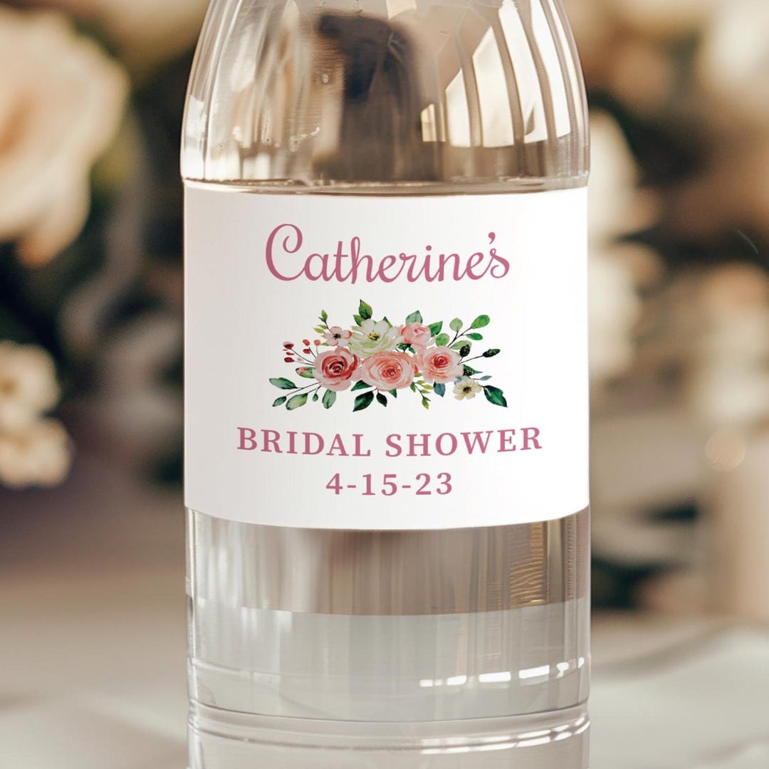 Floral Bridal Shower Water Bottle Labels, Bridal Shower Table Decor ...