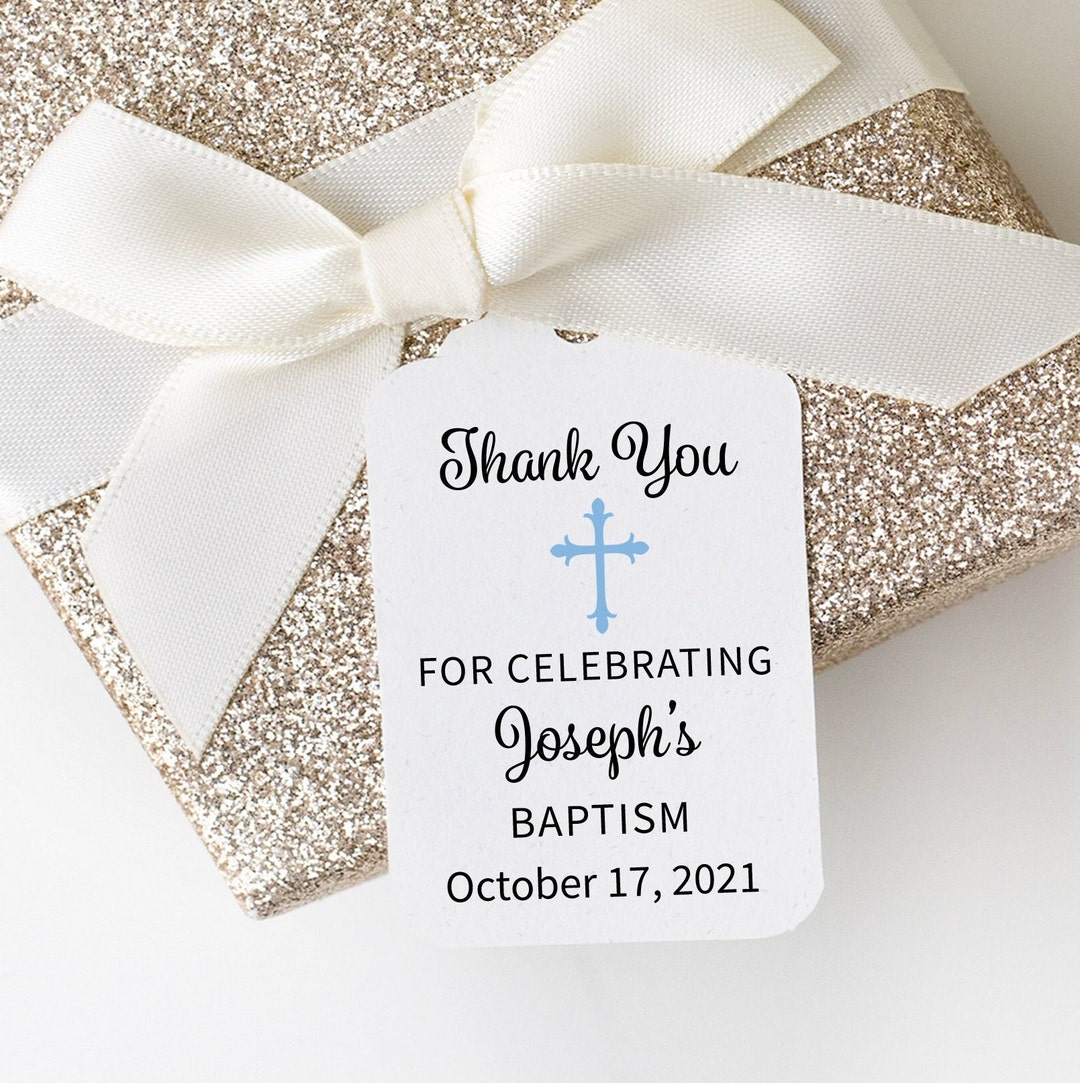 Baby Boy Baptism Favor Tags, Blue Religious Cross Tags, Baby Boy ...