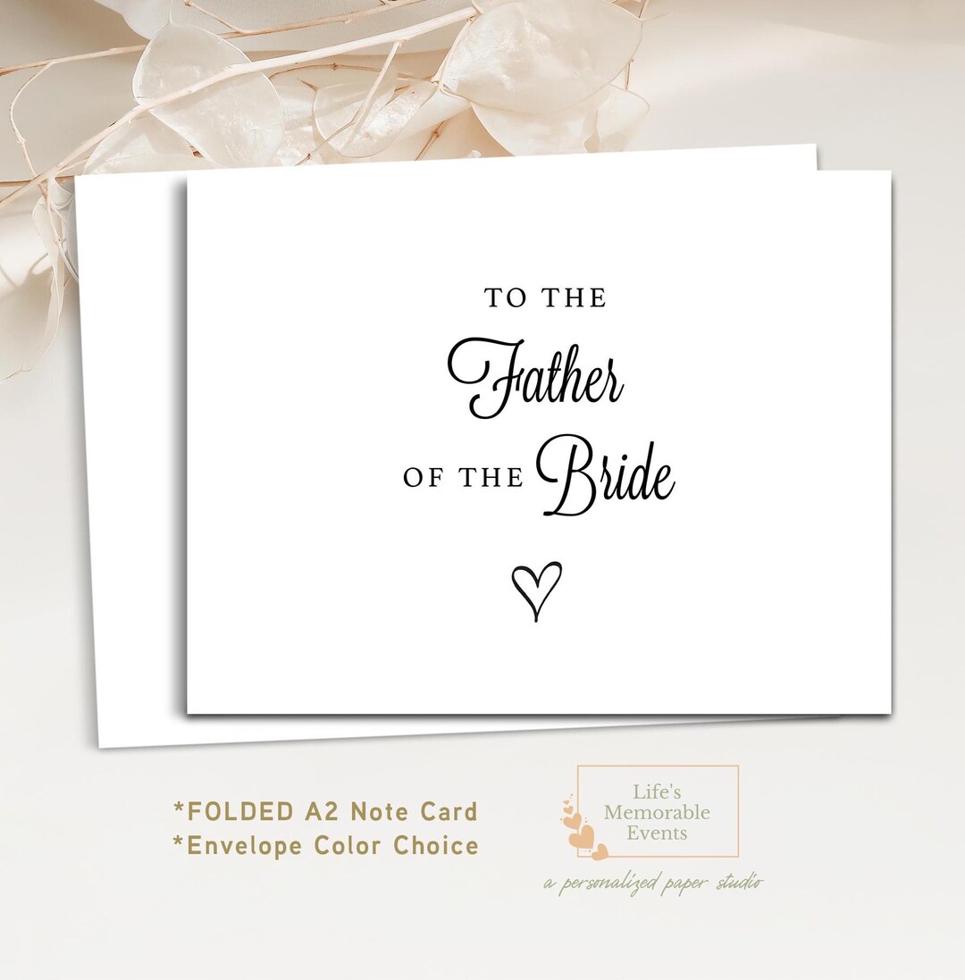 To the Father of the Bride Card, Parents of the Bride Notecard, to the ...