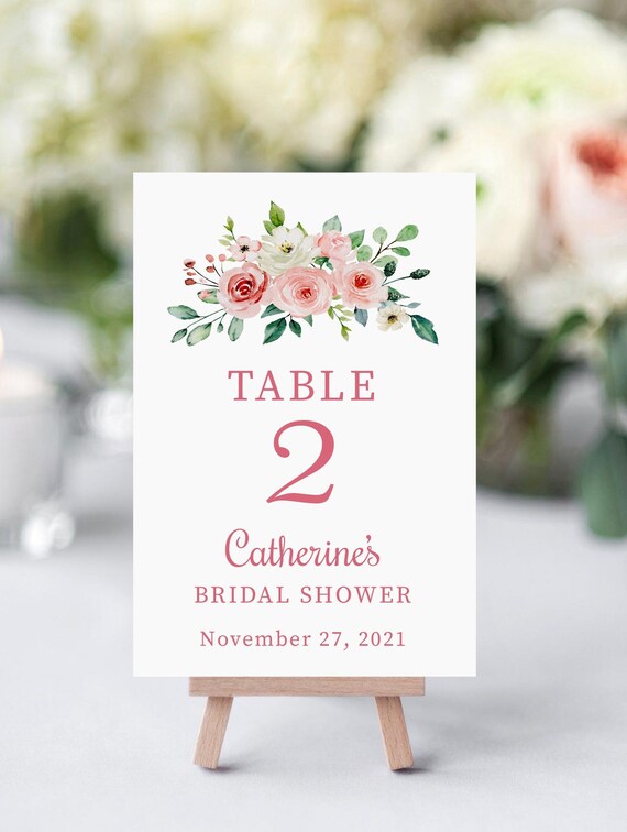PRINTED Floral Bridal Shower Table Number Signs Boho Bridal - Etsy
