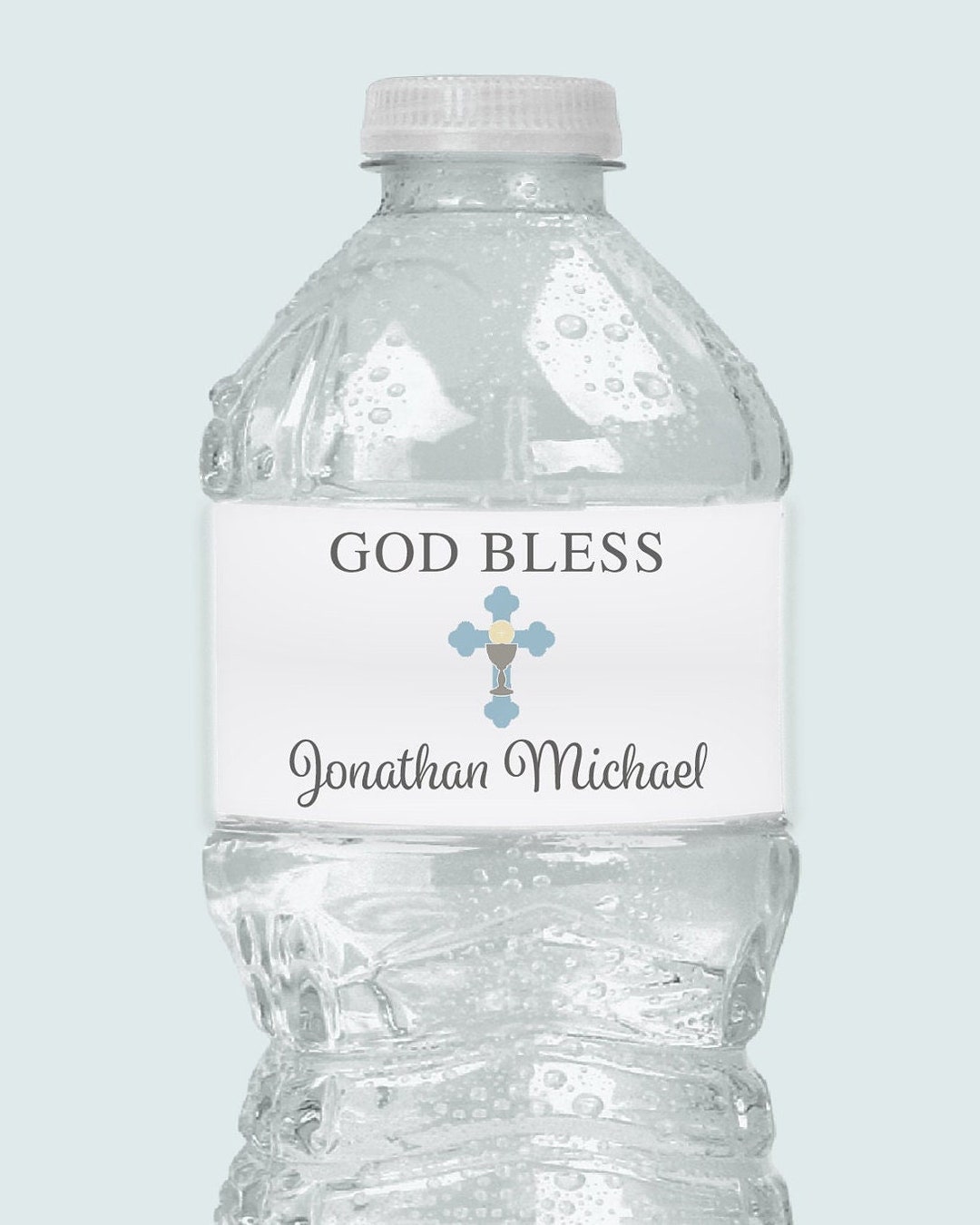 First Holy Communion Water Bottle Labels, Blue Cross First Eucharist ...