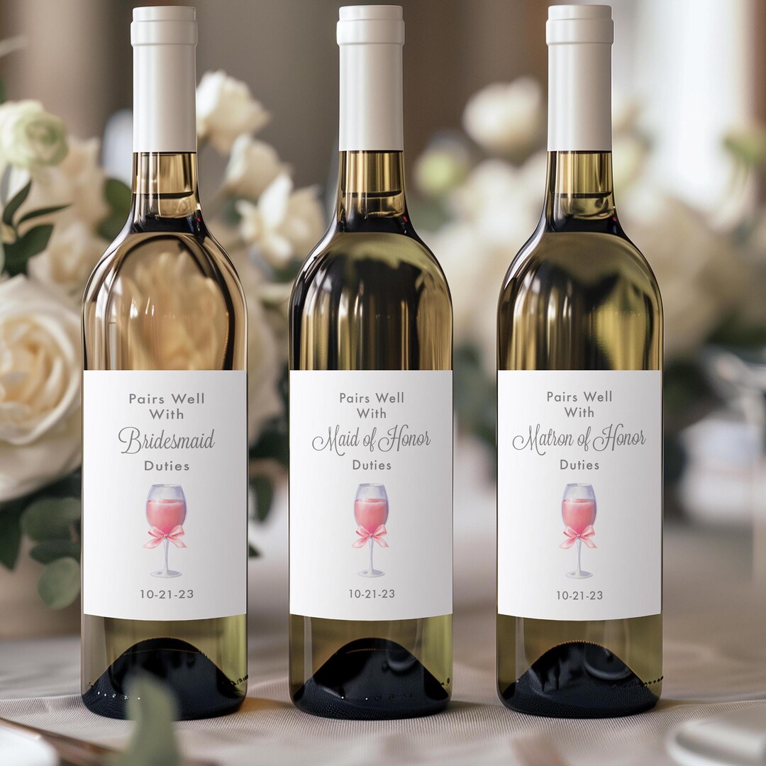 Maid of Honor Wine Bottle Label, Bridal Proposal Gift for Bridesmaid ...