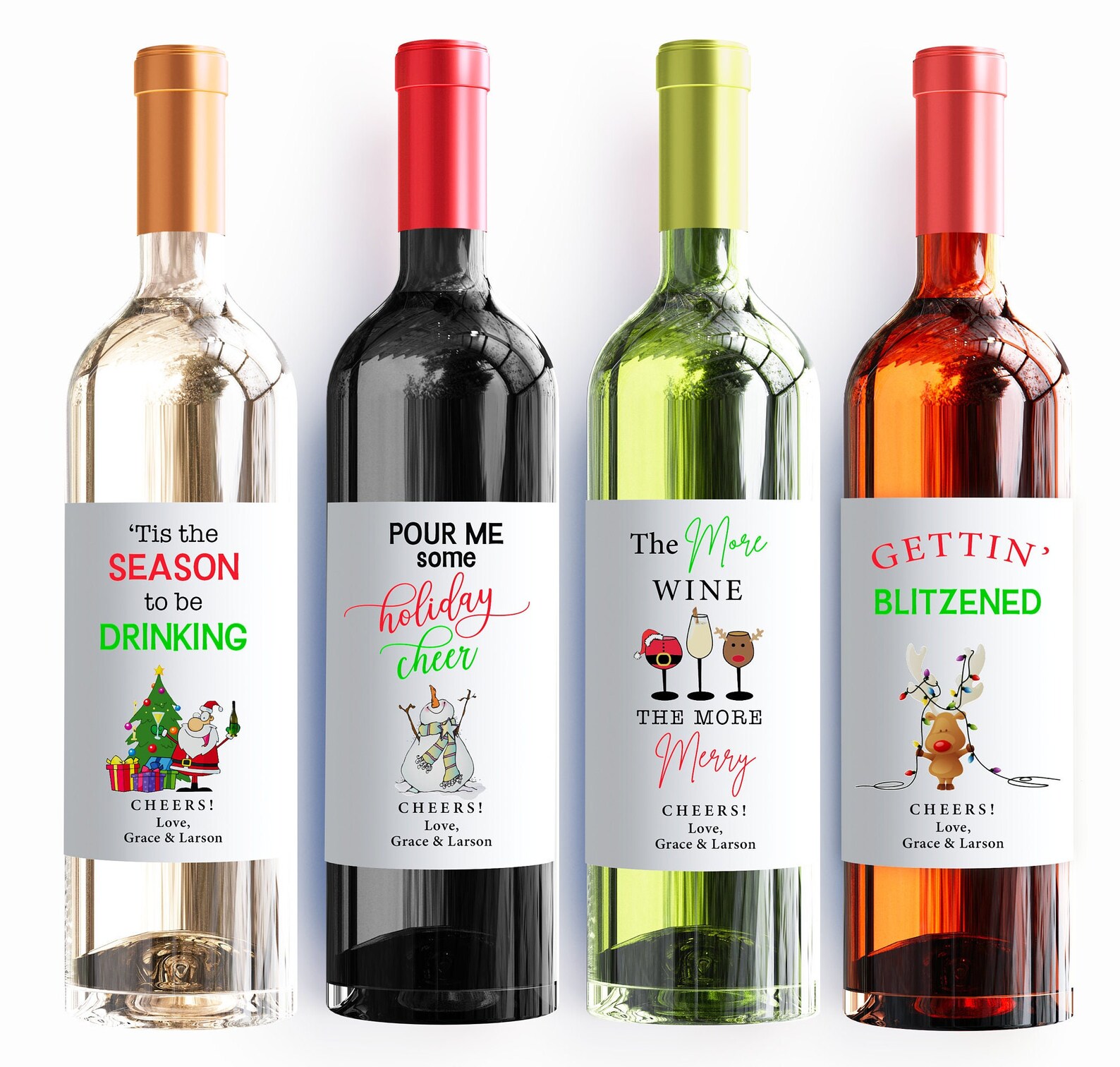 Fun Christmas Wine Bottle Labels Holiday Party Labels - Etsy