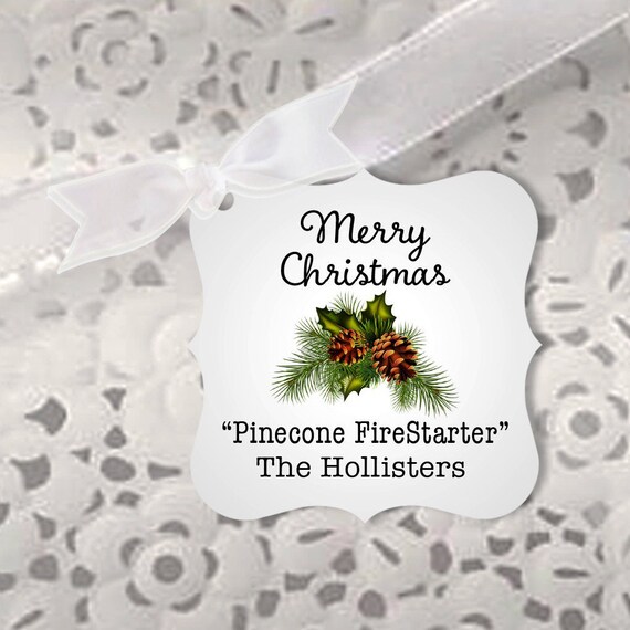 Pinecone Fire Starter Favor Tags, Merry Christmas Firestarter Tags ...