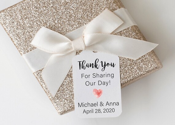 Wedding Thank You Favor Tags, Watercolor Heart Thank You Tags ...