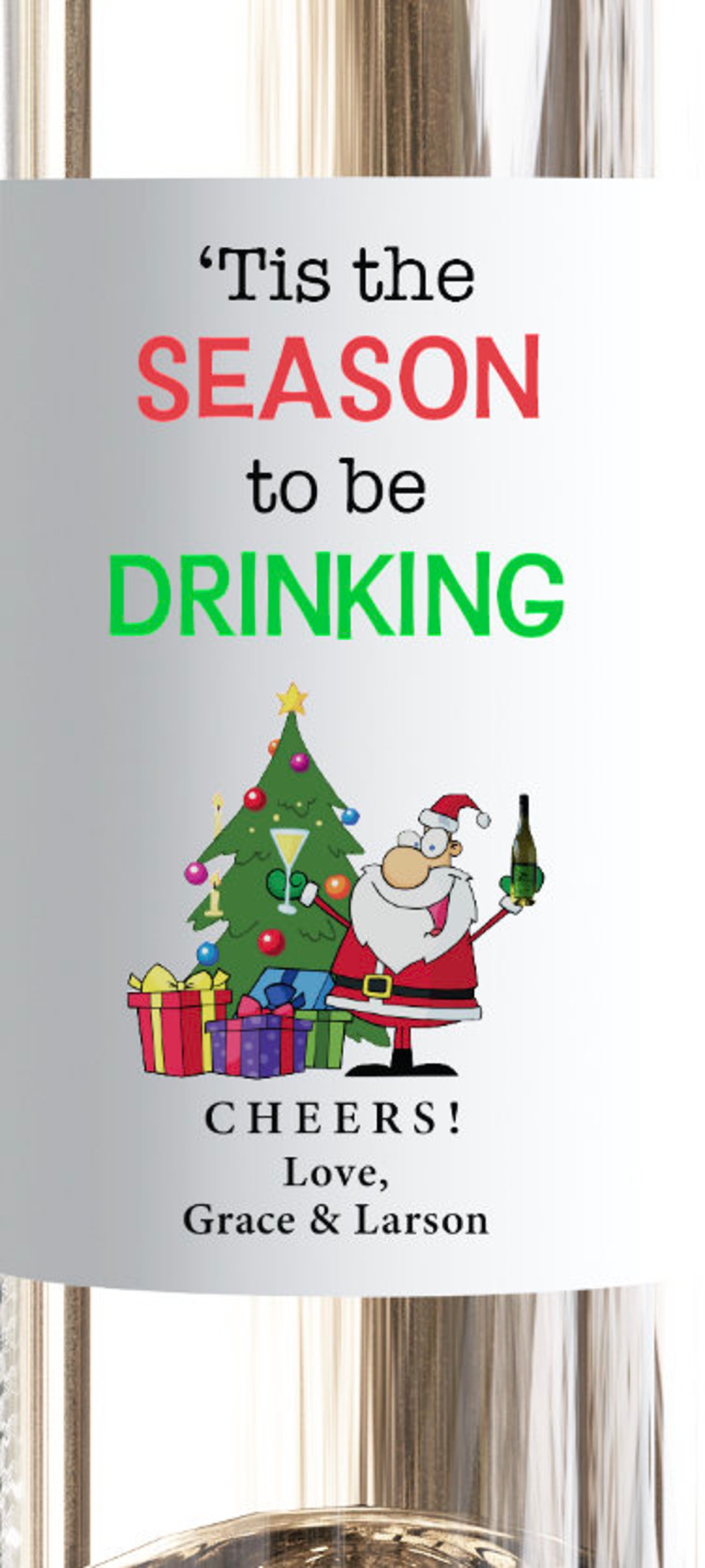 Fun Christmas Wine Bottle Labels Holiday Party Labels - Etsy
