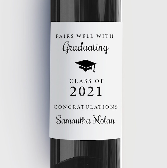 Pairs Well With Graduating Wine Bottle Label, College Grad Gift Idea ...