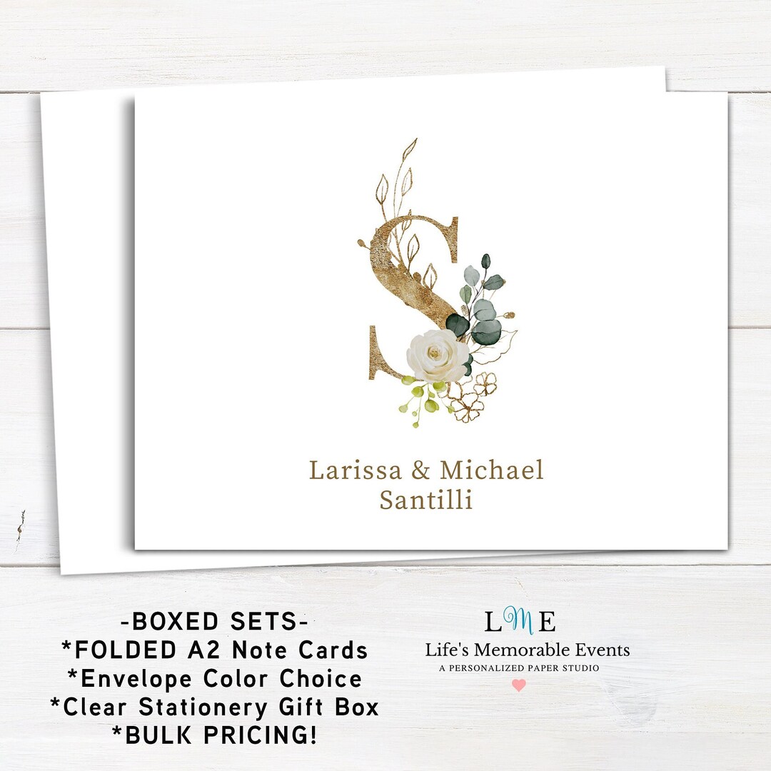 Floral Monogram Note Cards Wedding Vendor Thank You Cards - Etsy