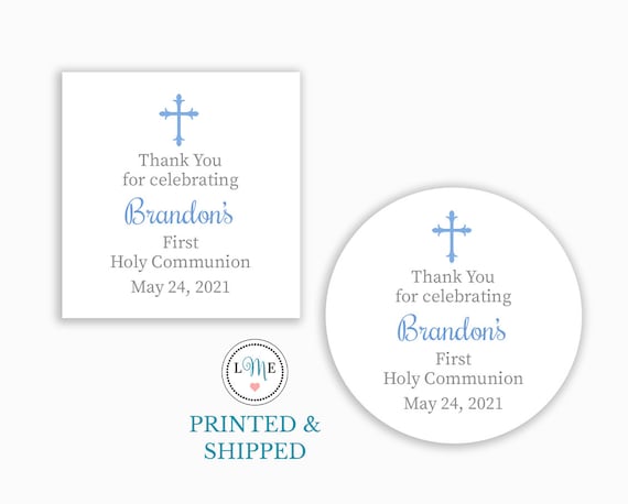 Boys First Holy Communion Stickers Blue Christian Cross - Etsy
