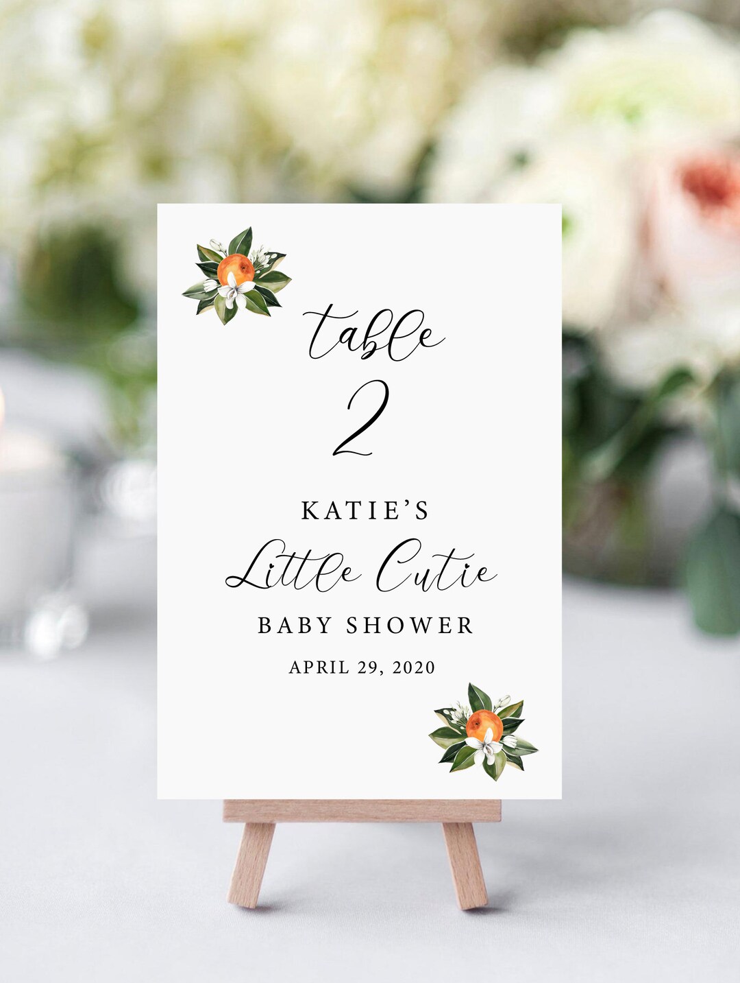 PRINTED Little Cutie Baby Shower Table Number Signs Orange - Etsy