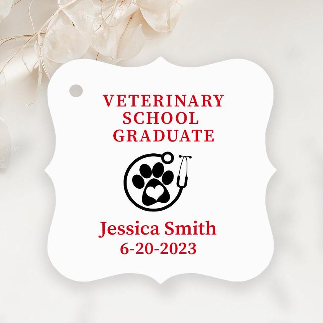 Veterinary School Graduation Party Favor Tags, Paw-print and ...