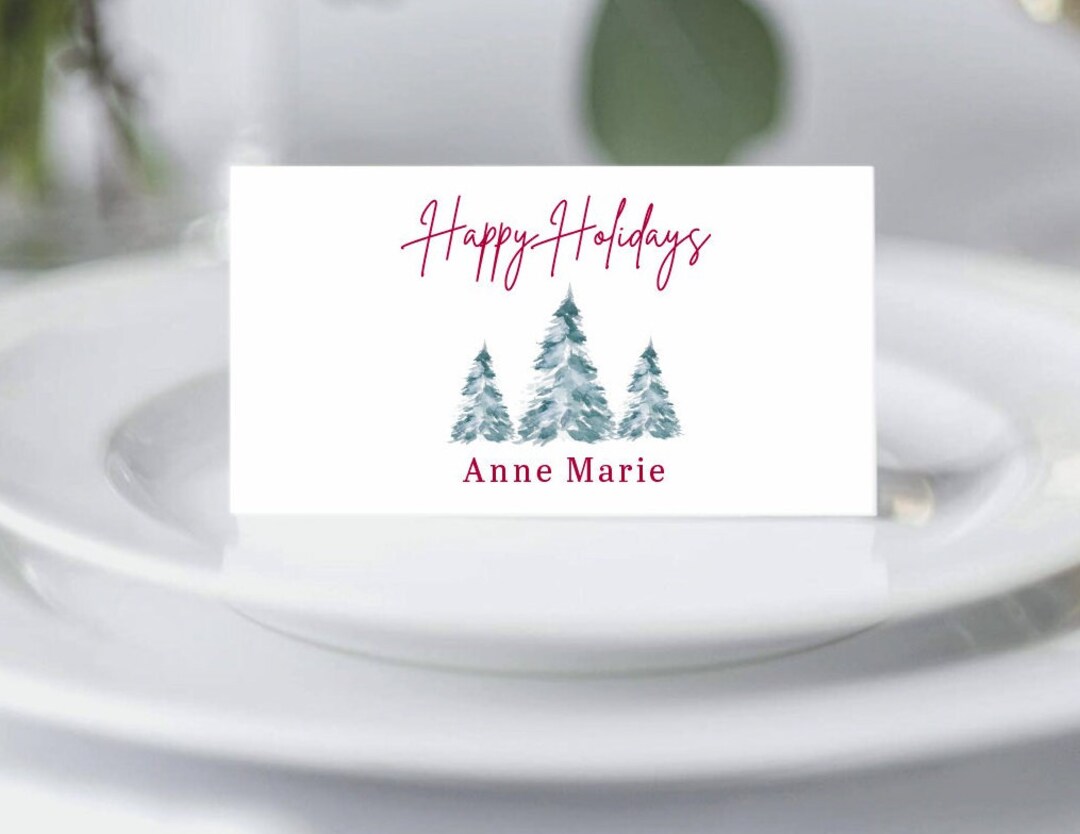 Personalized Holiday Dinner Party Place Cards Christmas Party Table ...