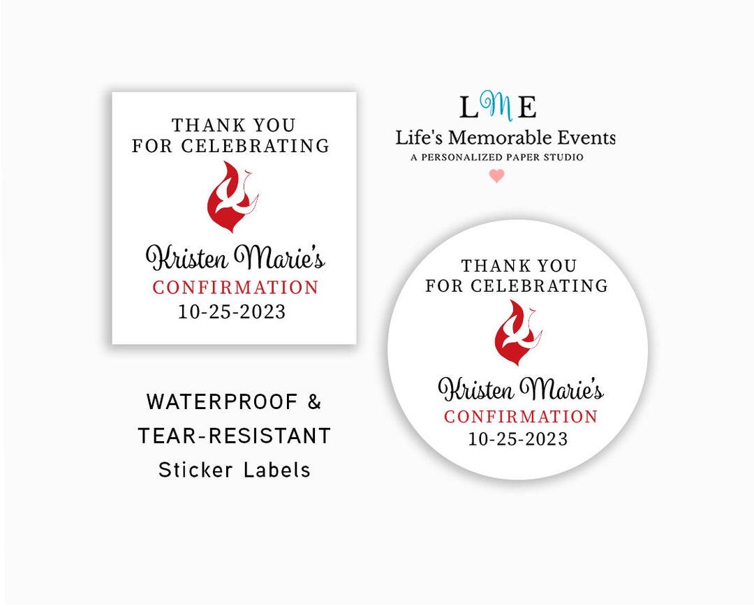 Girls Confirmation Stickers, Holy Spirit Flame Dove Labels, Sacrament ...