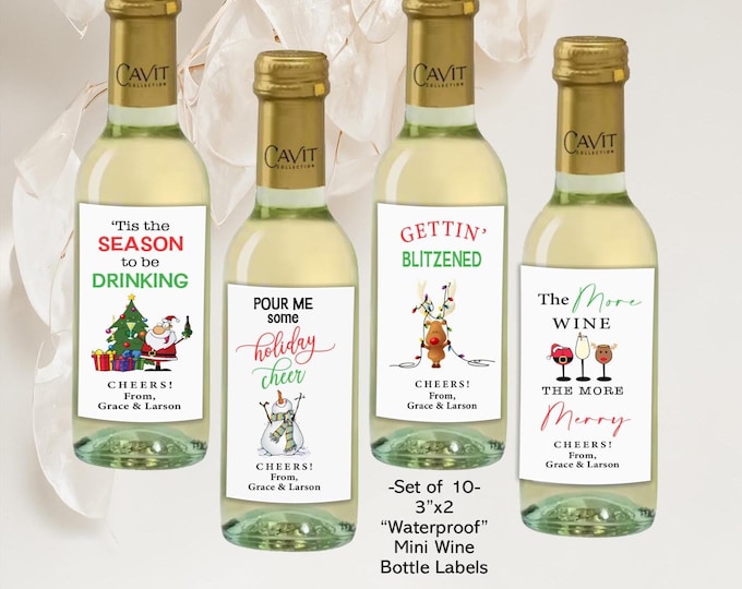 Funny Christmas Wine Labels, Christmas Party Mini Wine Labels ...
