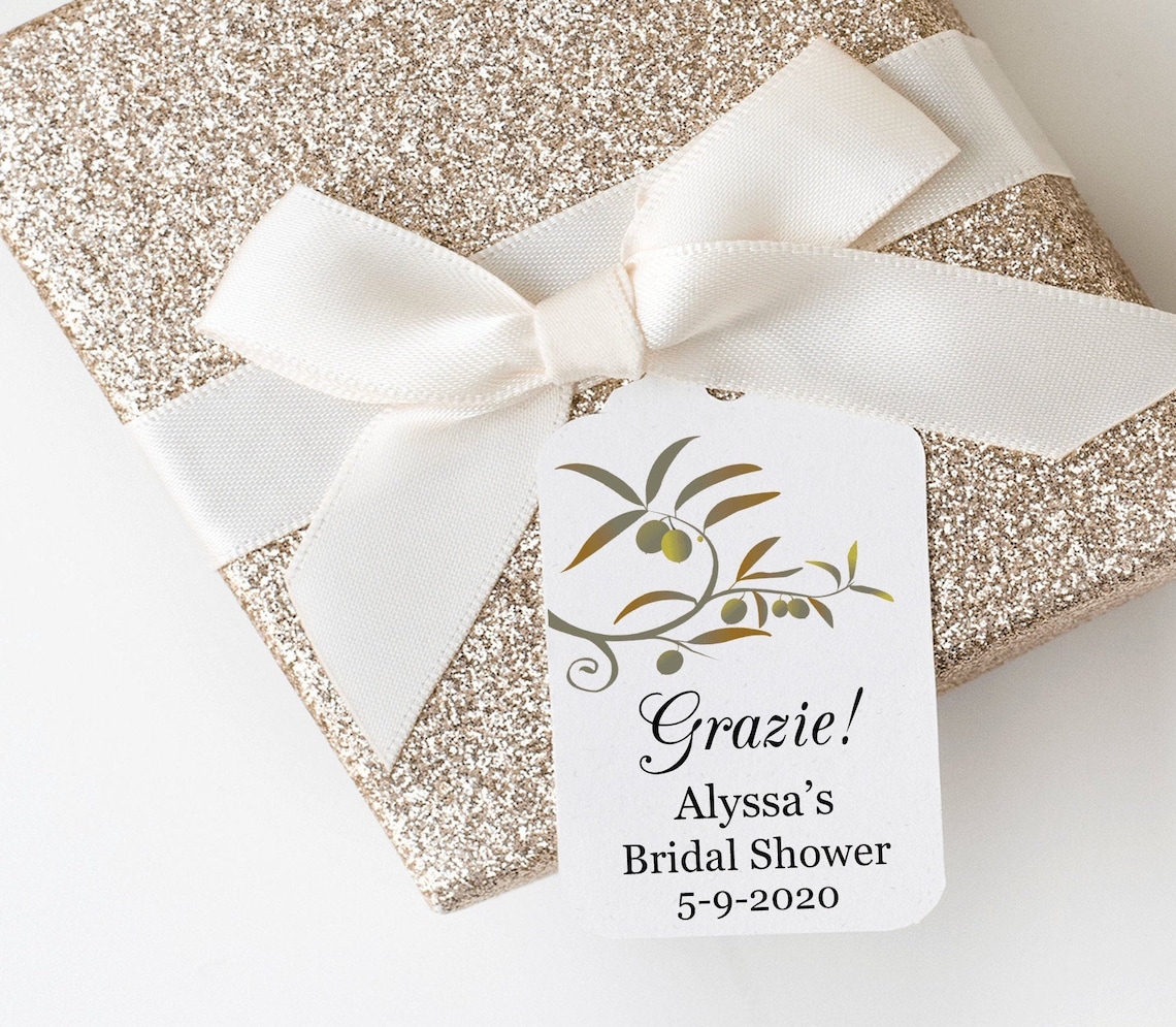 Bridal Shower Olive Oil Favor Tags Grazie Italian Olive - Etsy