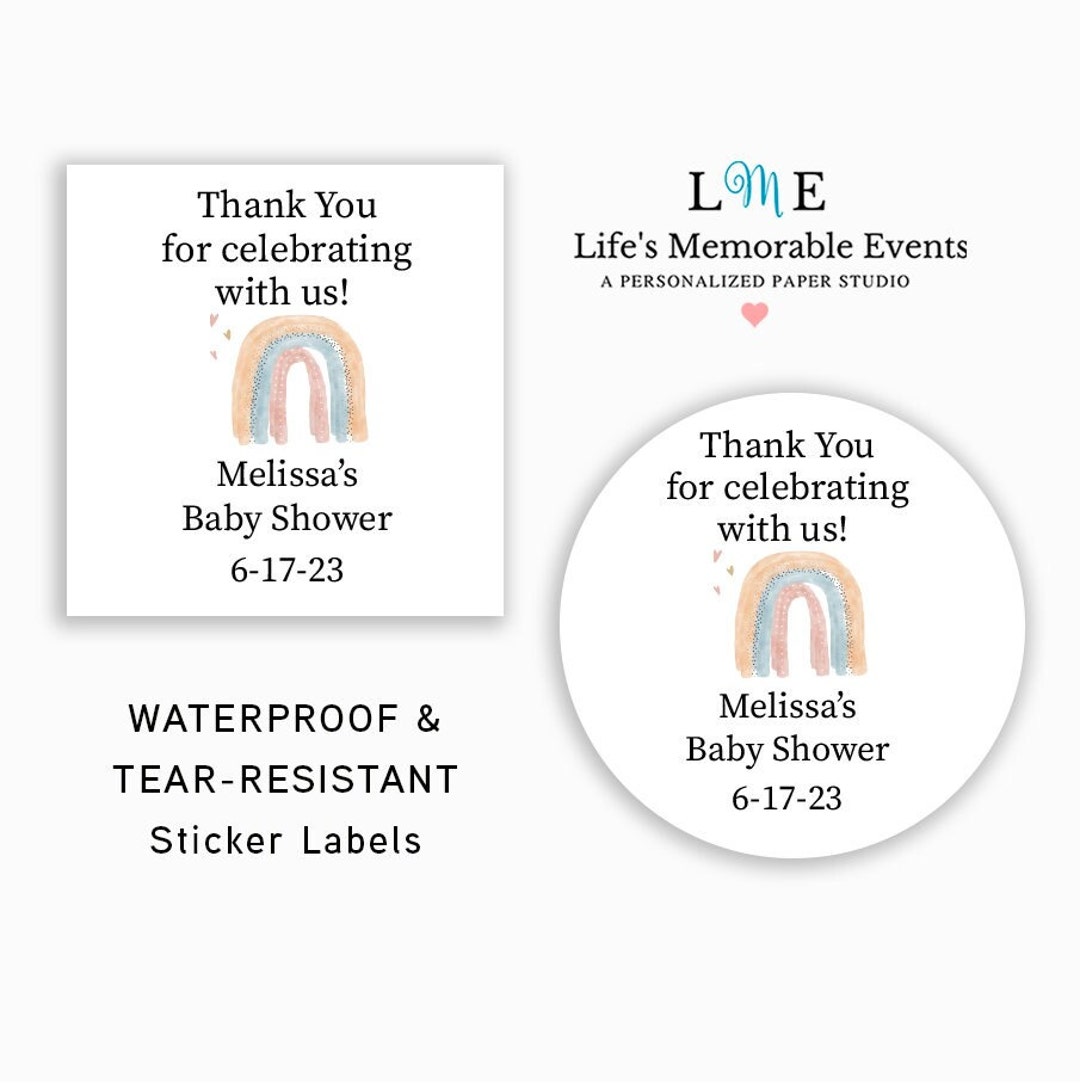Boho Baby Shower Labels, Rainbow Gender Neutral Stickers, Parents to Be ...