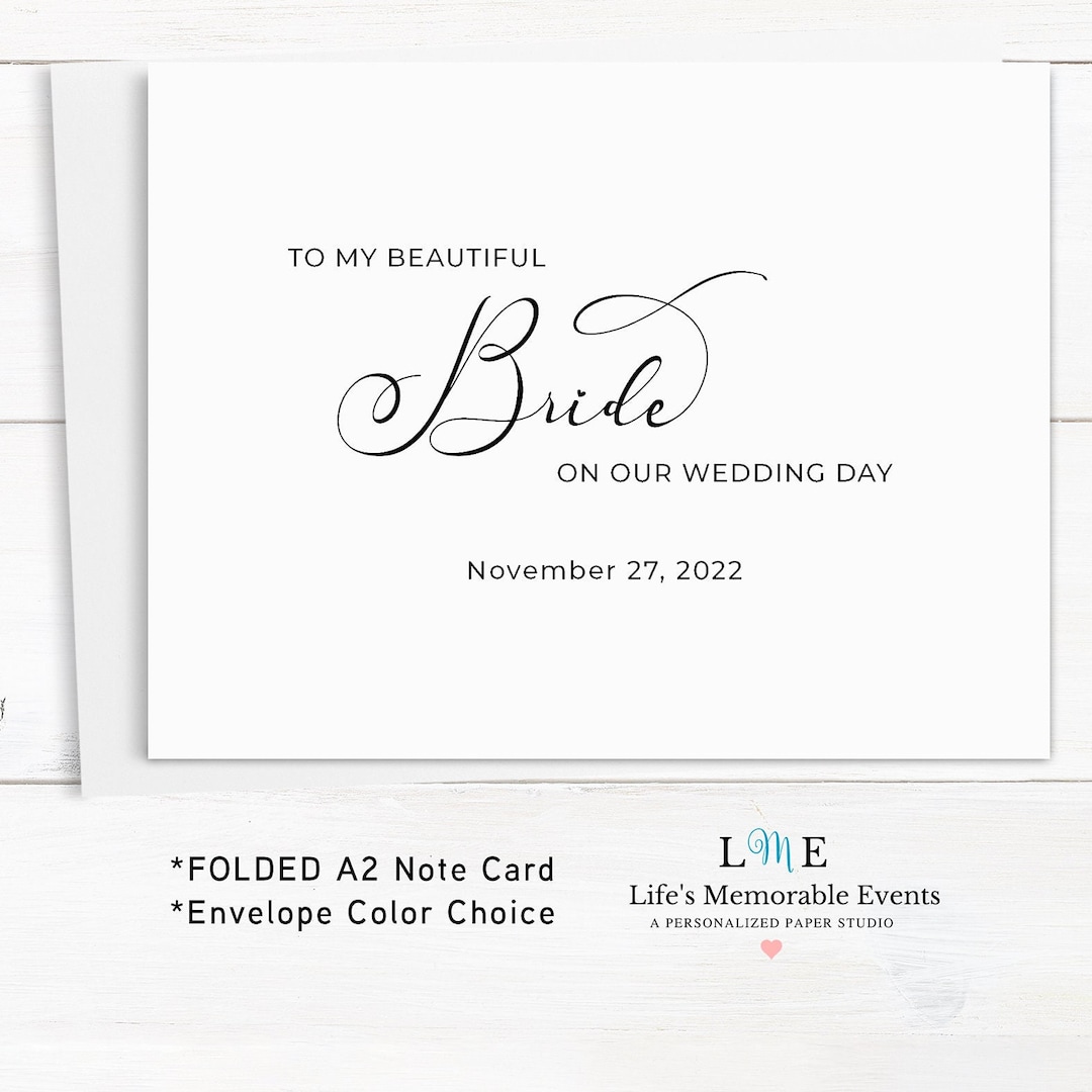 Bride Wedding Card to My Groom on Our Wedding Day Bride and - Etsy