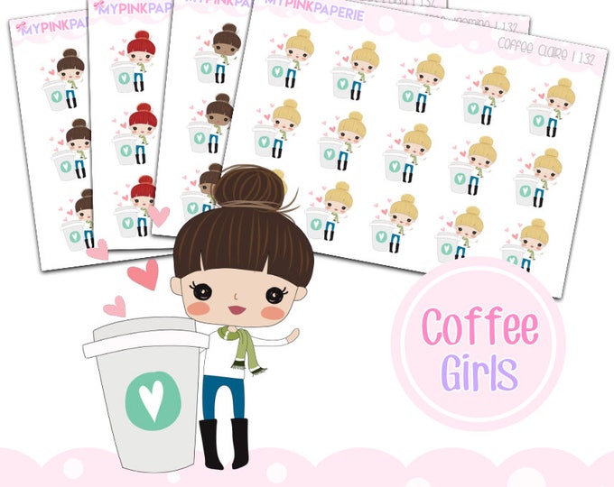 132 Coffee Girls Cute Girl Stickers - Etsy