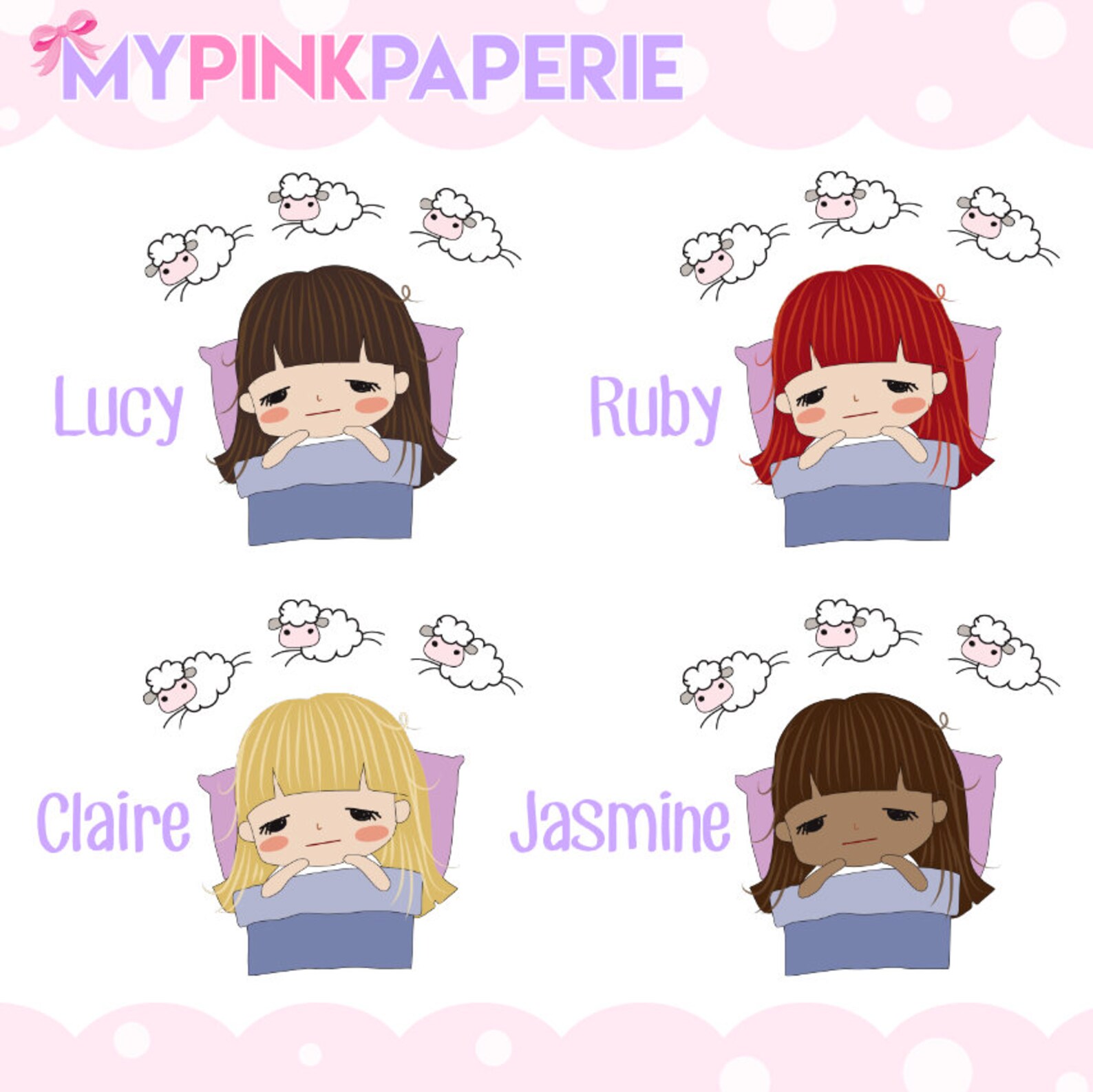 129 Sleepy Girls Cute Girl Stickers - Etsy