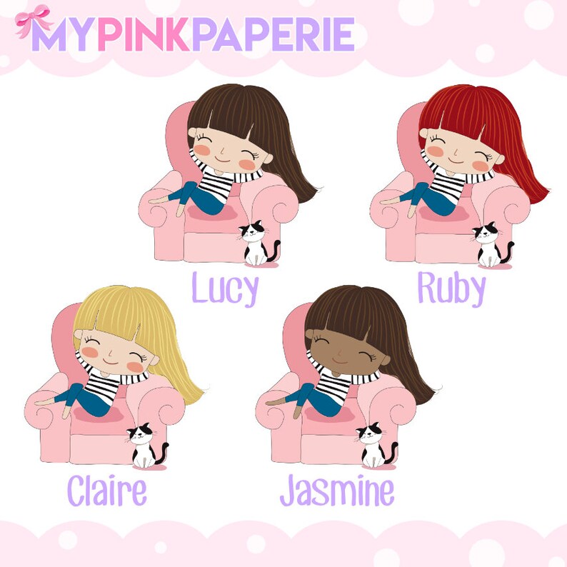 126 Relaxing Girls Cute Girl Stickers - Etsy