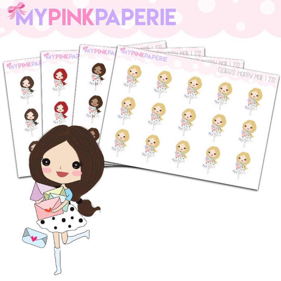 272 | Girls Happy Mail | Cute Girl Stickers - Etsy