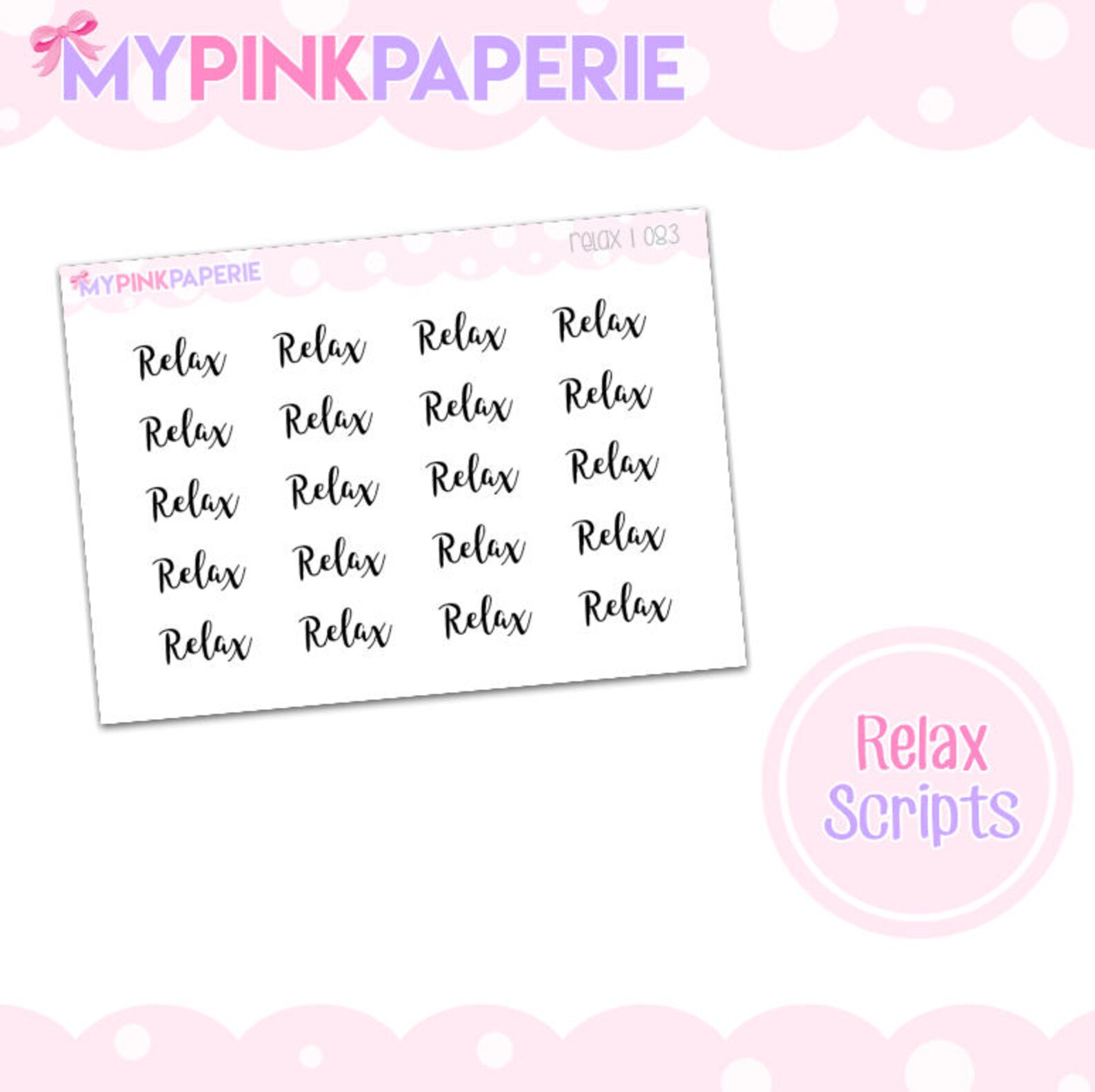 083 relax Script Script Stickers | Etsy