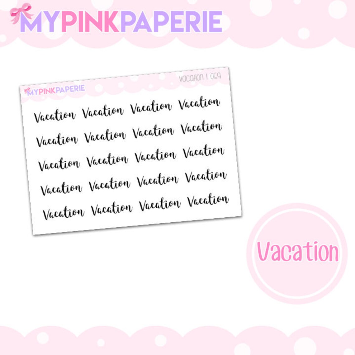 059 vacation Script Stickers | Etsy