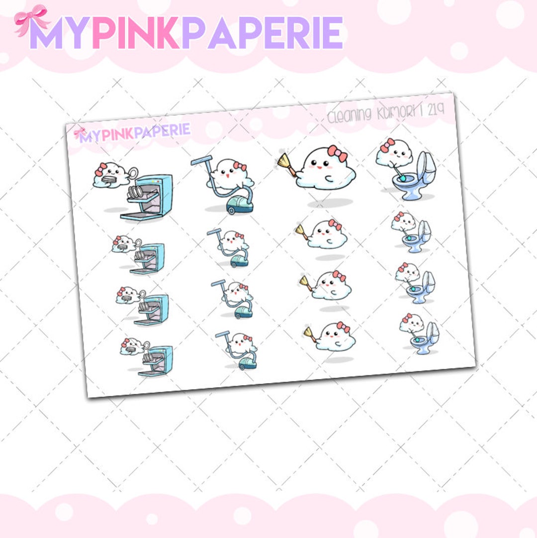 219 | Cleaning Kumori | Original Hand Drawn Stickers - Etsy