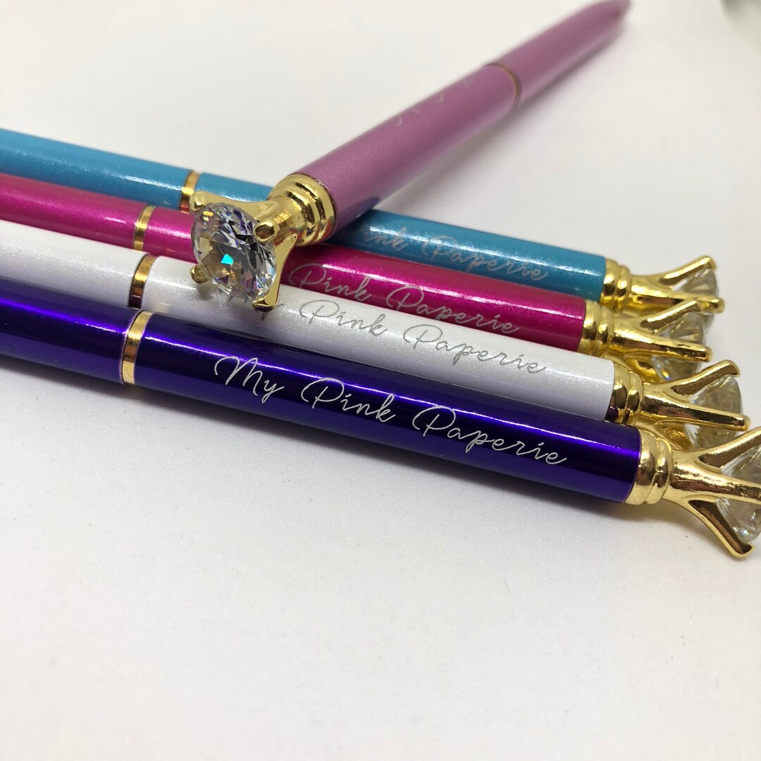 Exclusive My Pink Paperie Mini Diamond Top Pen - Etsy