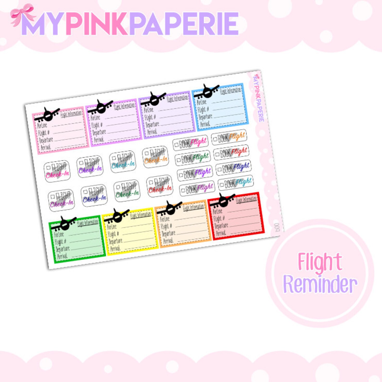 009 Flight Reminder Stickers - Etsy
