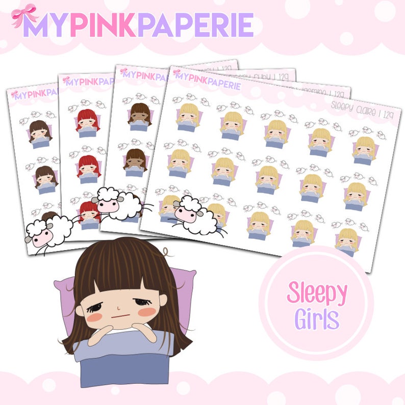 129 Sleepy Girls Cute Girl Stickers - Etsy