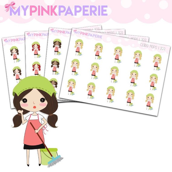 269 Girls Mop Cute Girl Stickers | Etsy
