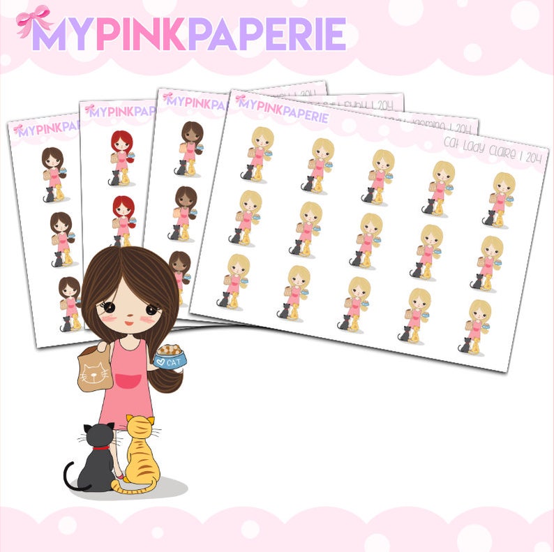 204 Cat Ladies Girls Cute Girl Stickers - Etsy