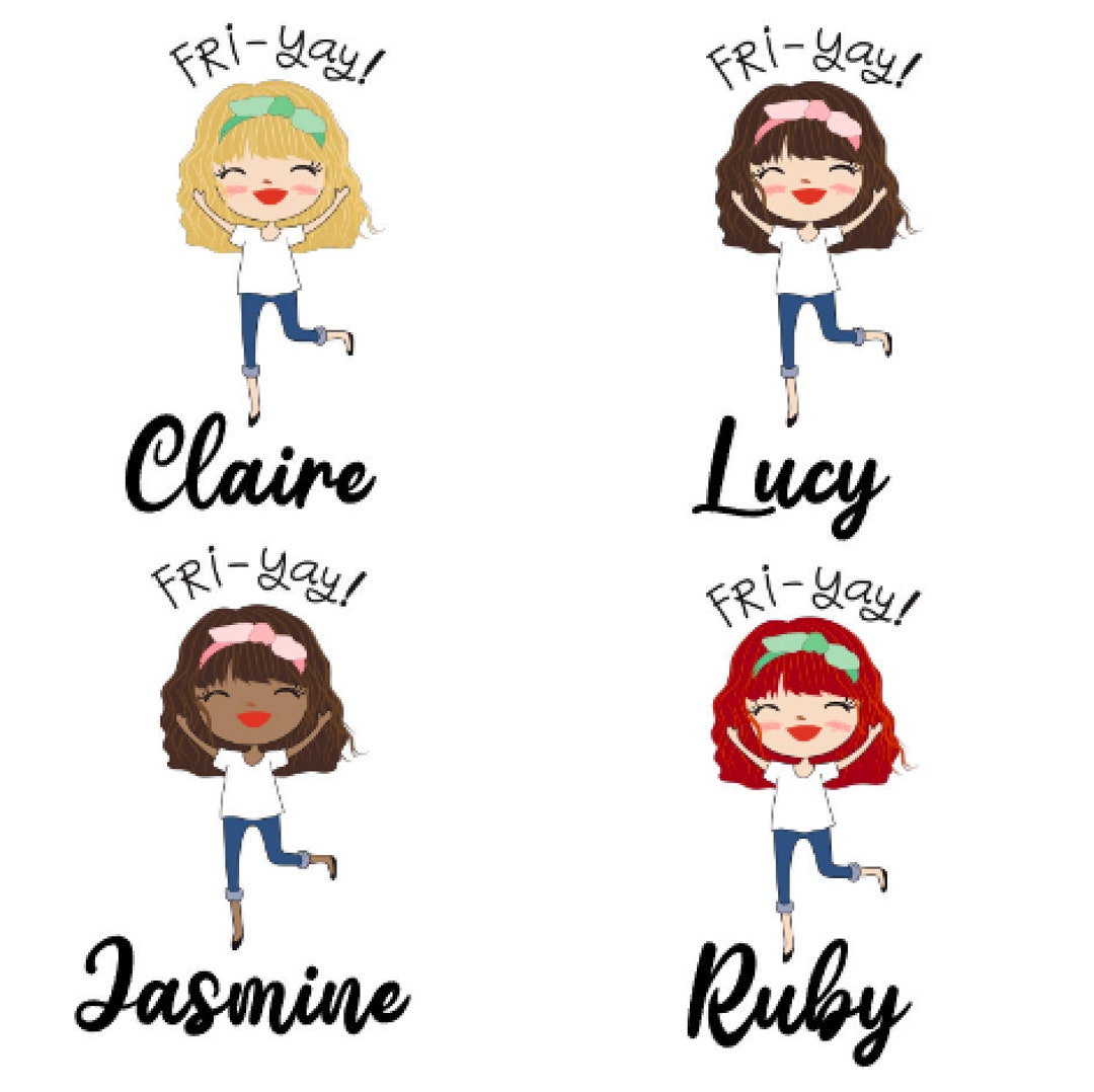 287 Girl's Friday Fri-yay Cute Girl Stickers - Etsy
