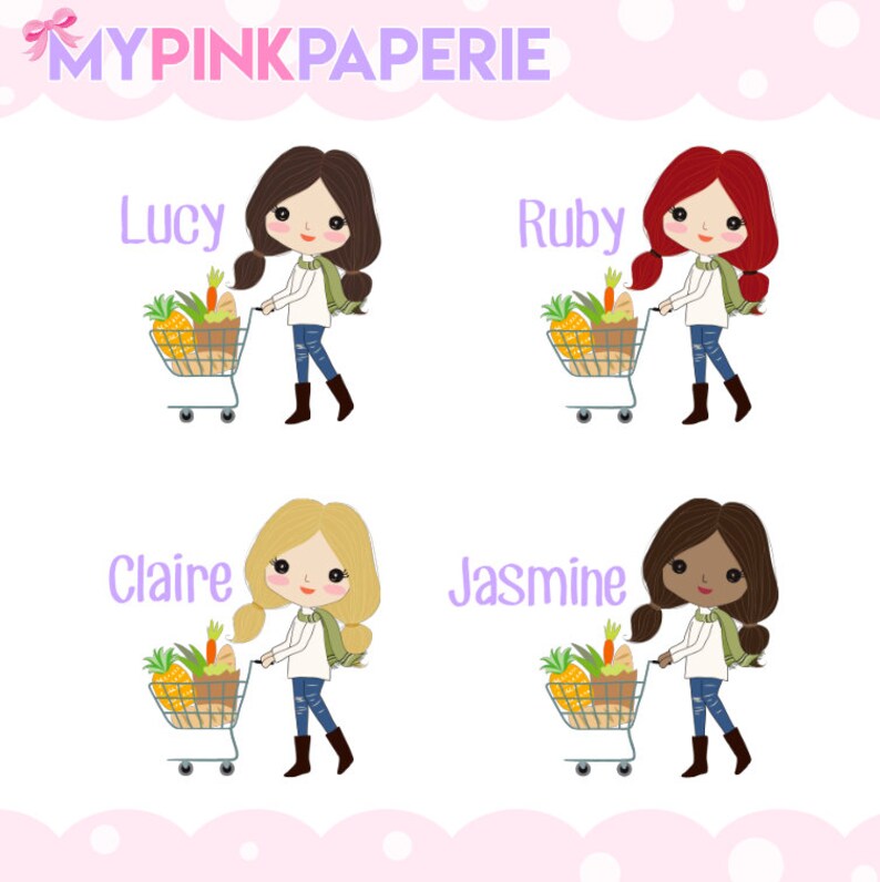 270 Girls Groceries Cute Girl Stickers | Etsy